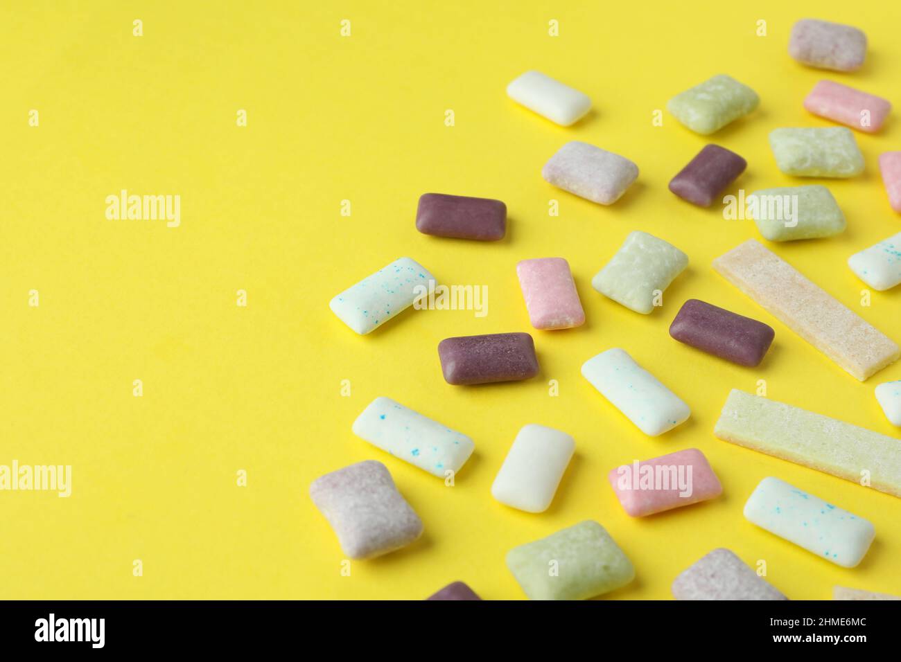 Concept of chewing or bubble gum, space for text Stock Photo - Alamy