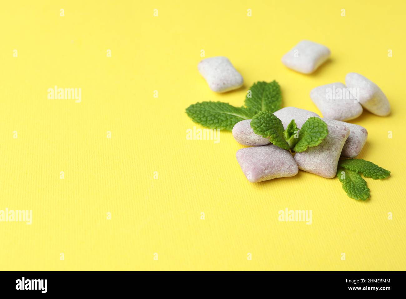 Concept of chewing or bubble gum, space for text Stock Photo - Alamy