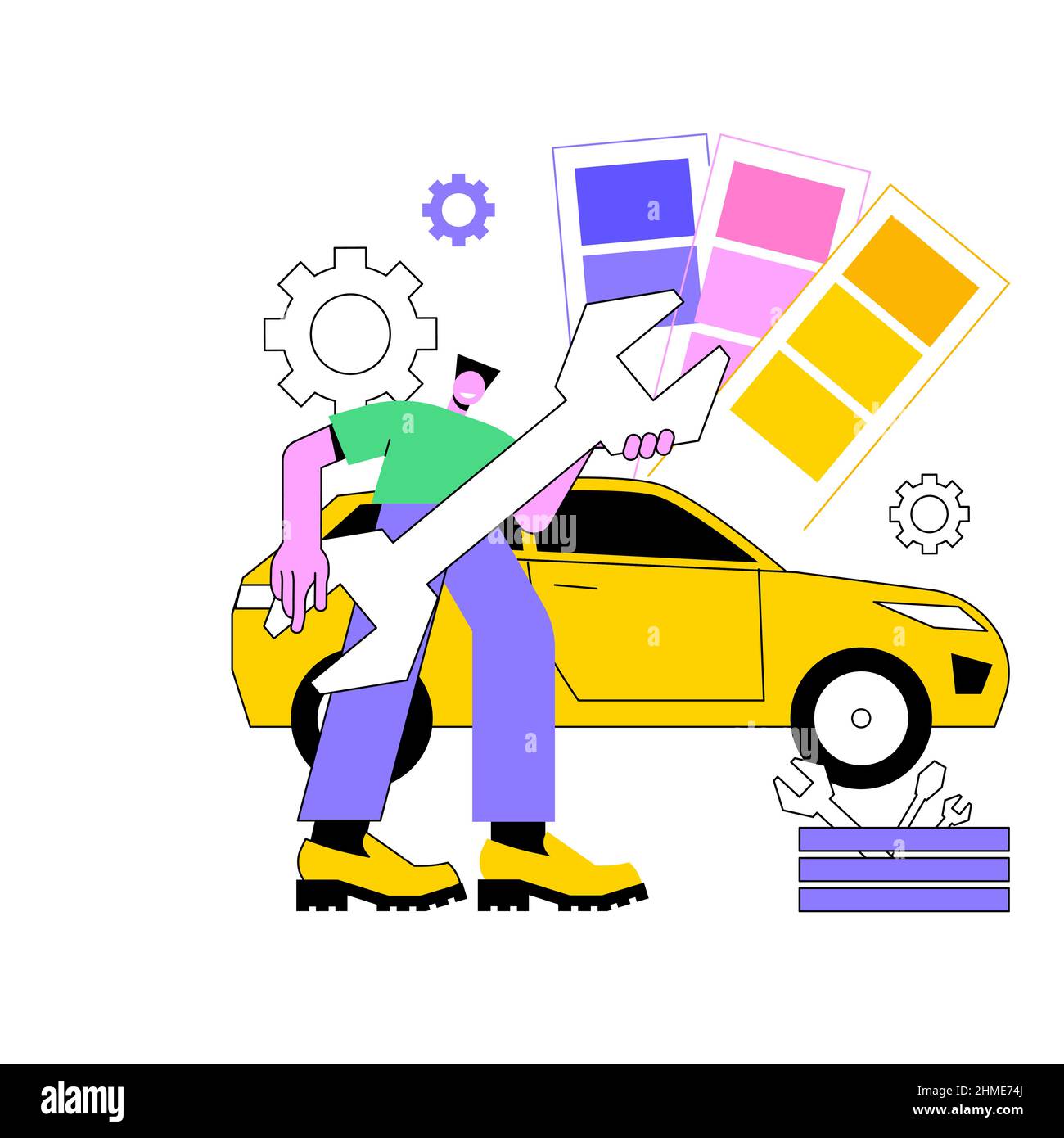 Car tuning abstract concept vector illustration. Racing car turbo ...