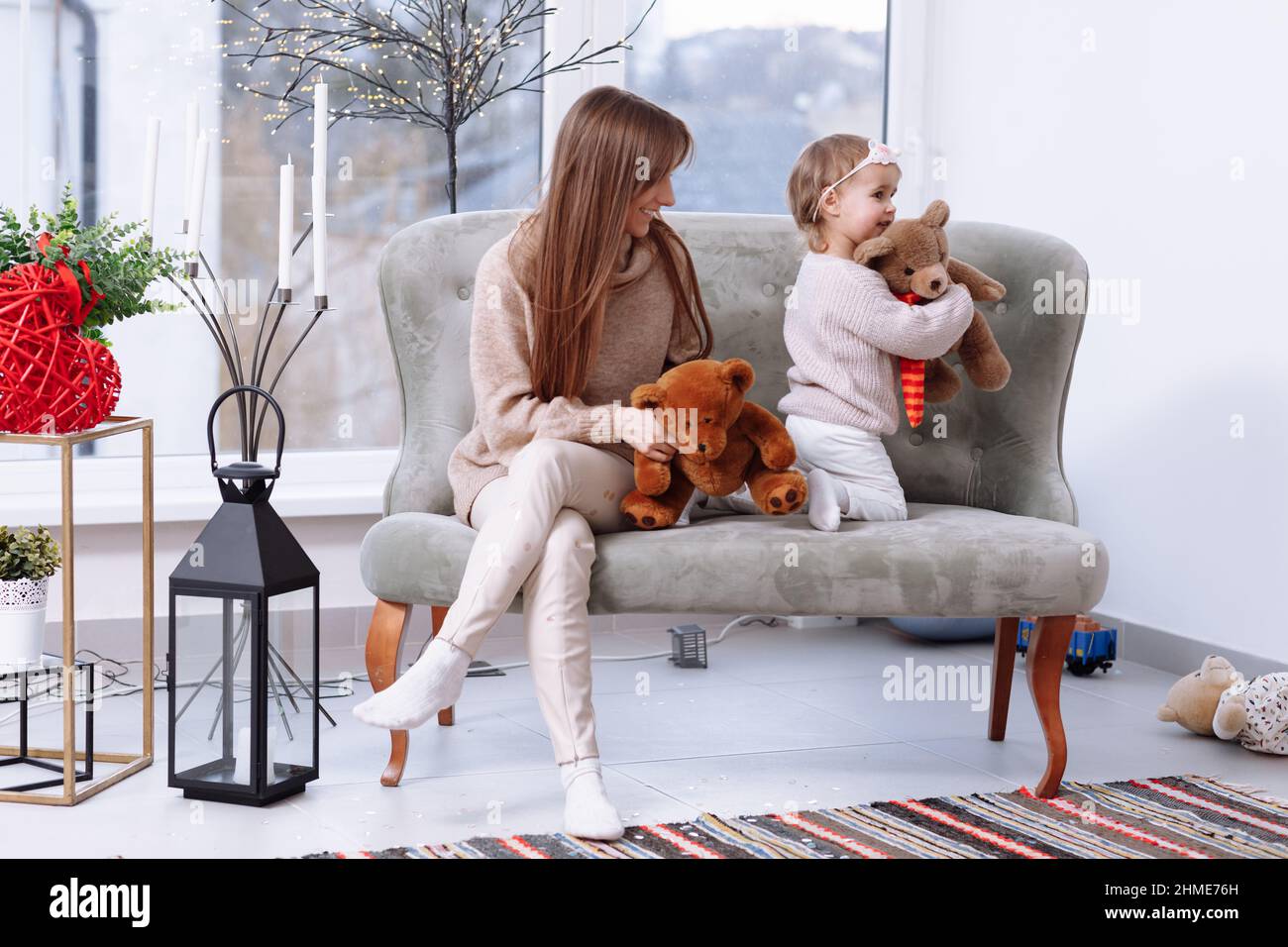 mothers day. Portrait of little preschool girl kid young mother have ...