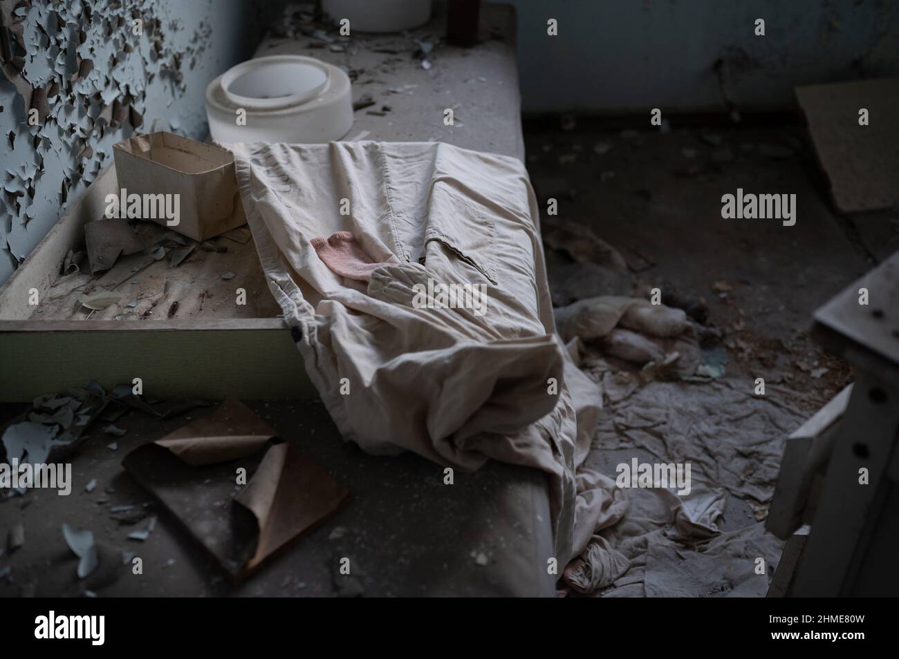 A large assortment of medicine, furniture and medical equipment remains ...