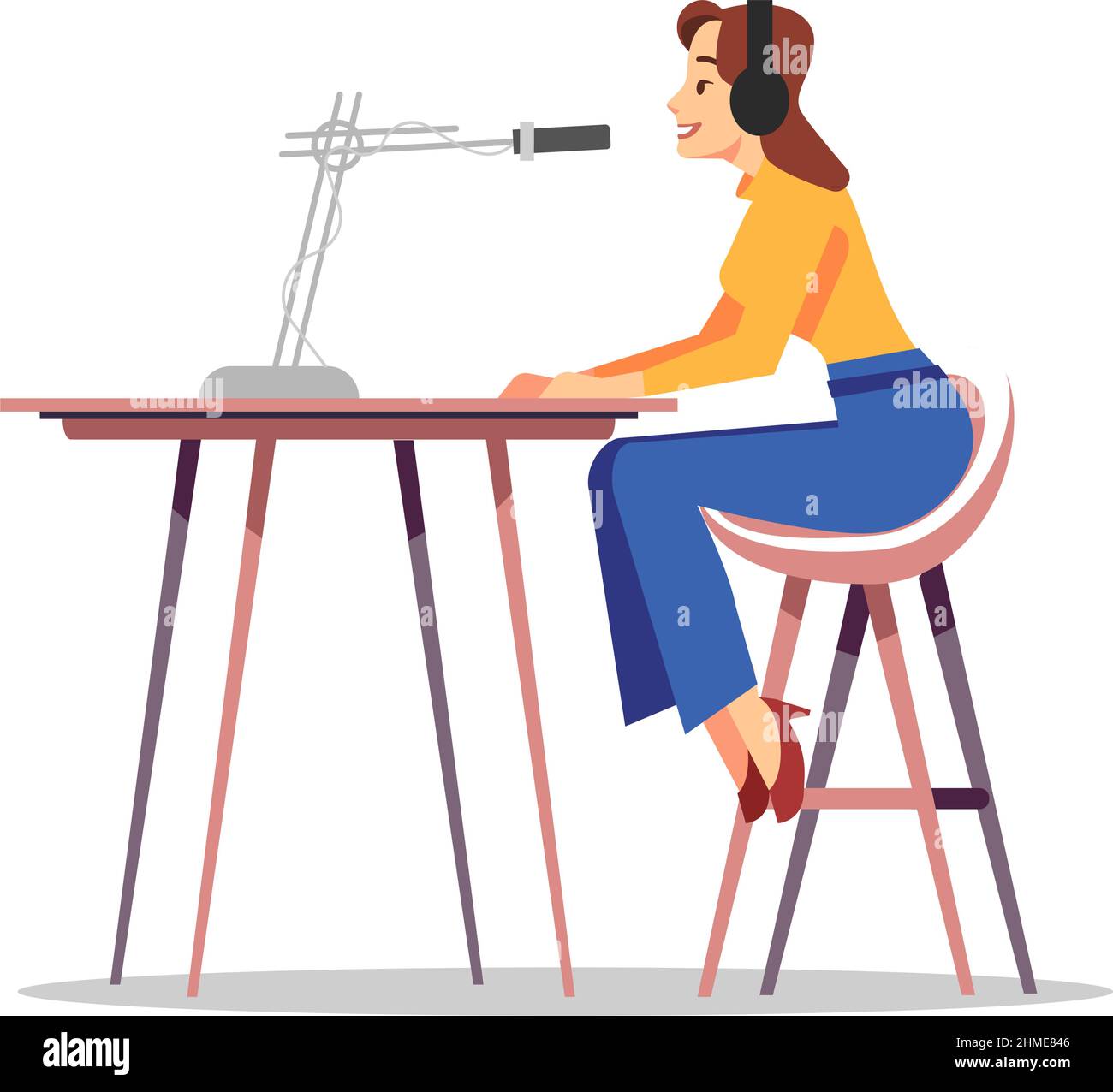 Radio personality semi flat RGB color vector illustration Stock Vector ...