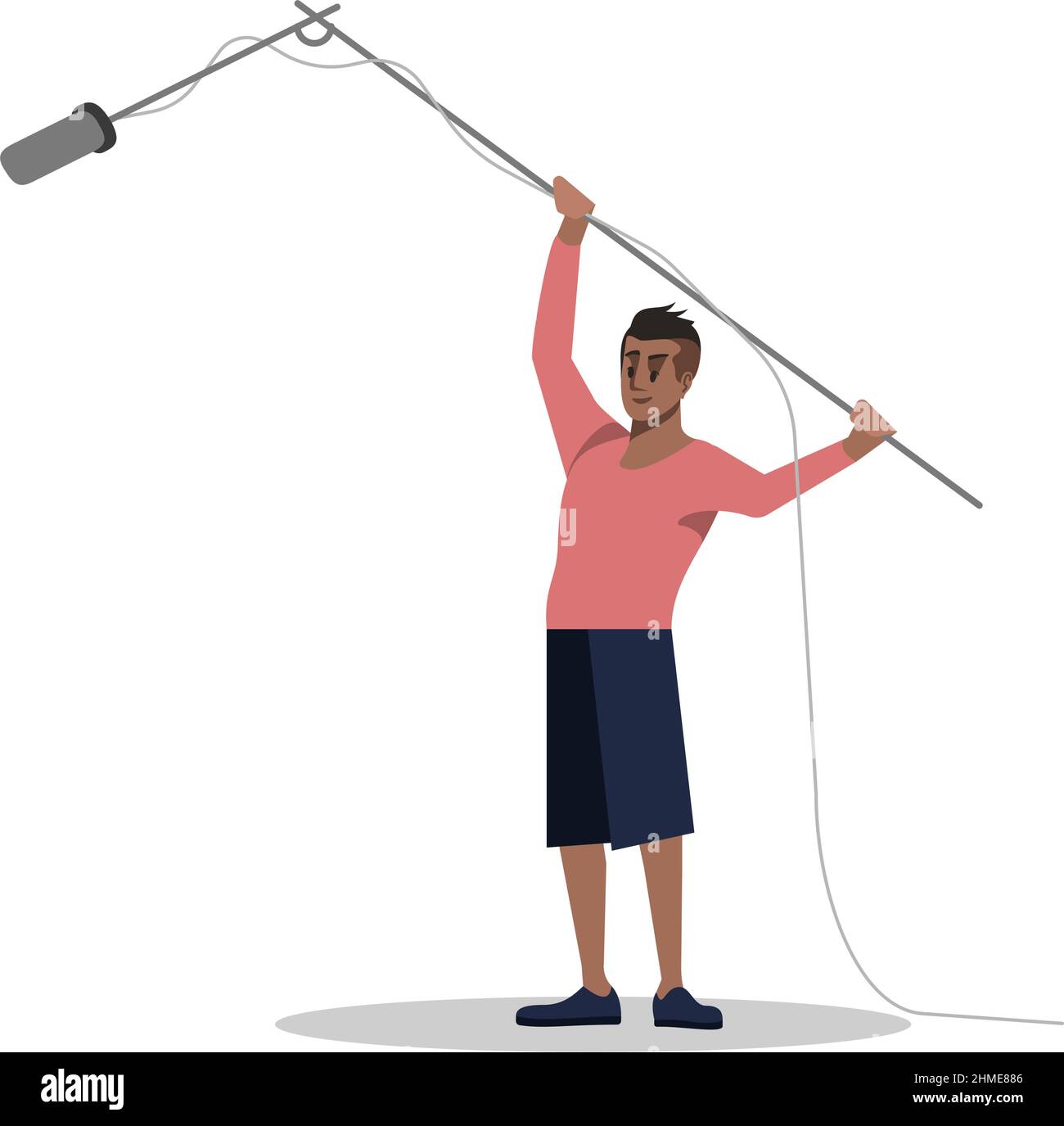 Boom operator semi flat RGB color vector illustration Stock Vector ...