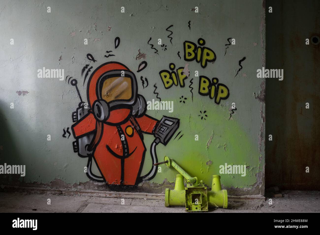 Graffiti in the hospital in Pripyat, Ukraine near the Chernobyl Nuclear ...