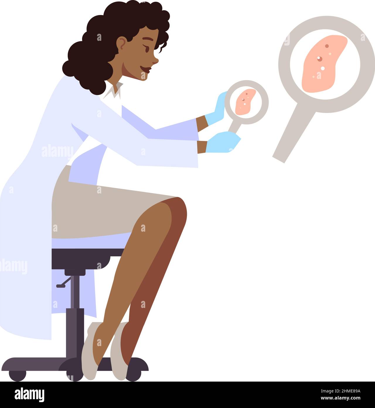 Inspecting skin for lesion semi flat RGB color vector illustration ...
