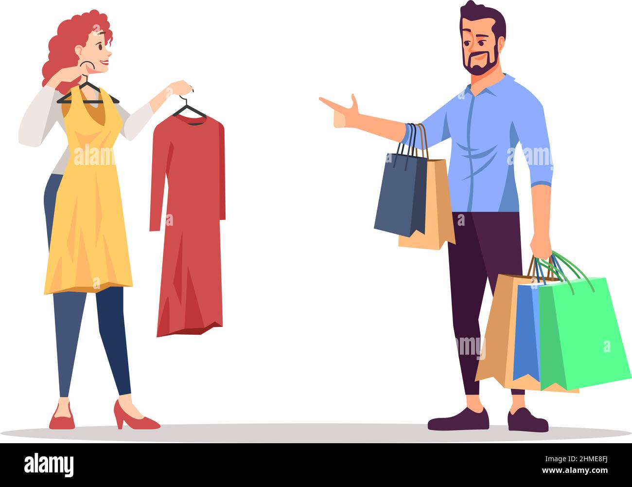 Boutique visit semi flat RGB color vector illustration Stock Vector ...