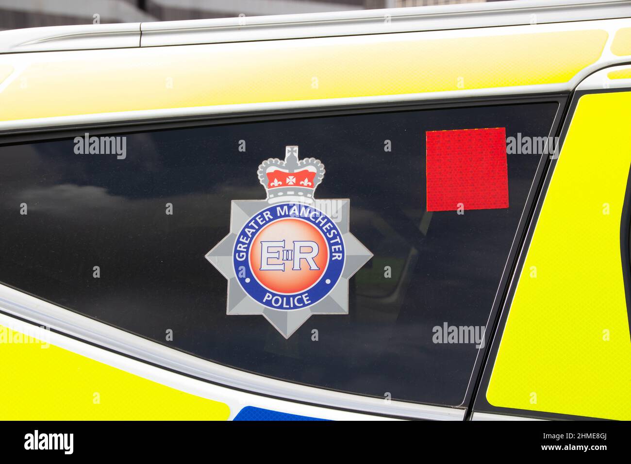 Greater Manchester Police Badge on a window Stock Photo - Alamy