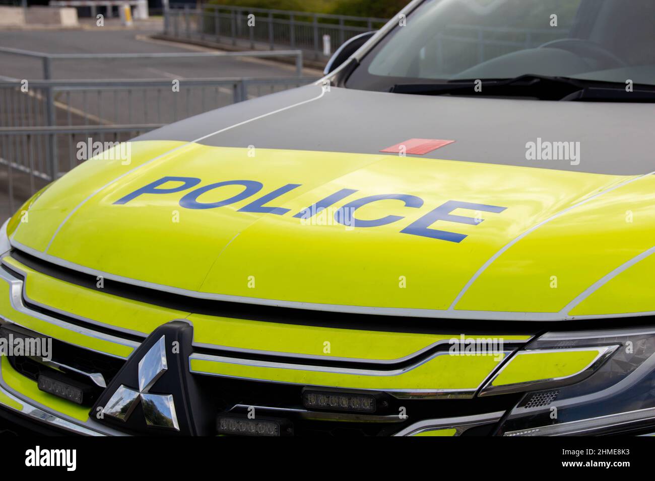 Front of a police car bonnet Stock Photo - Alamy