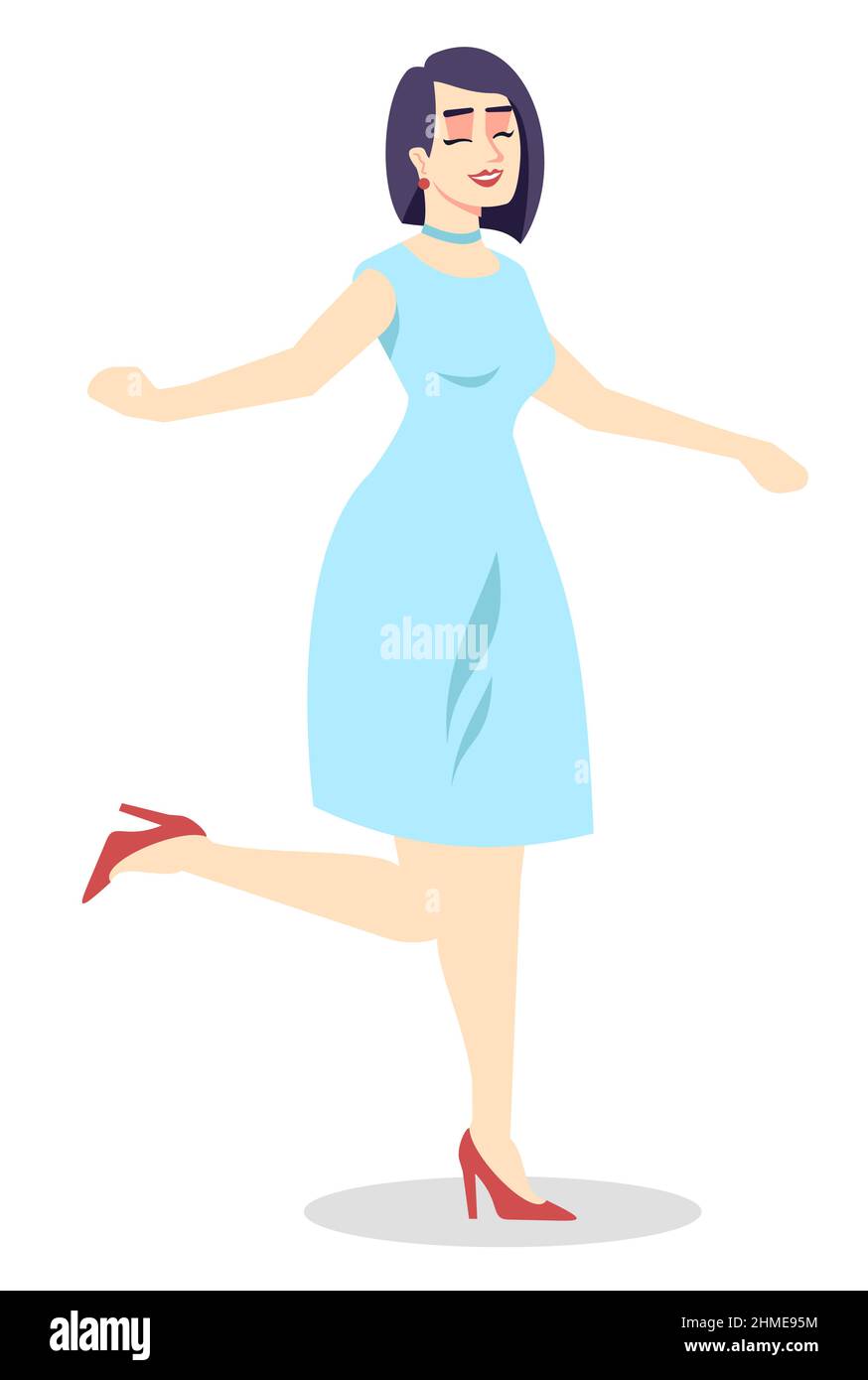 Fancy young woman semi flat RGB color vector illustration Stock Vector ...
