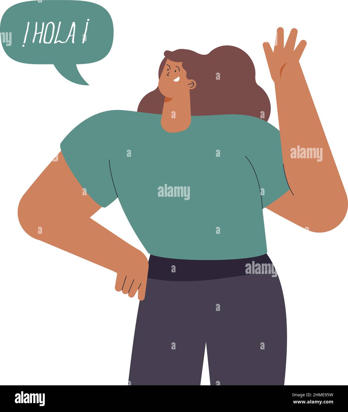 latin woman speaking hola character Stock Vector Image & Art - Alamy