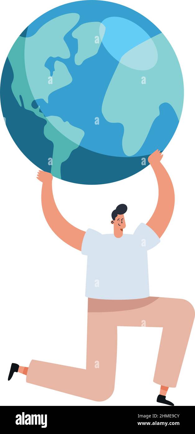 male ecologist lifting planet character Stock Vector Image & Art - Alamy