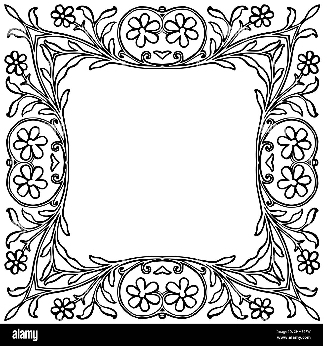Line floral borders Black and White Stock Photos & Images - Alamy