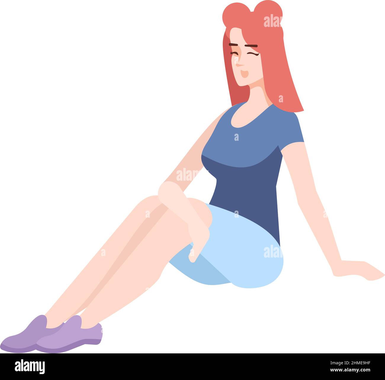 Spending time alone semi flat RGB color vector illustration Stock ...