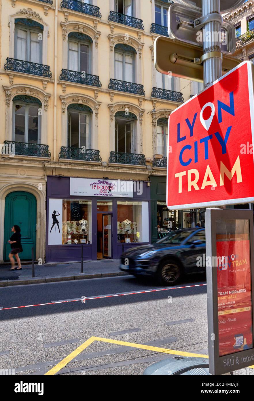 Lyon city center street view Stock Photo - Alamy