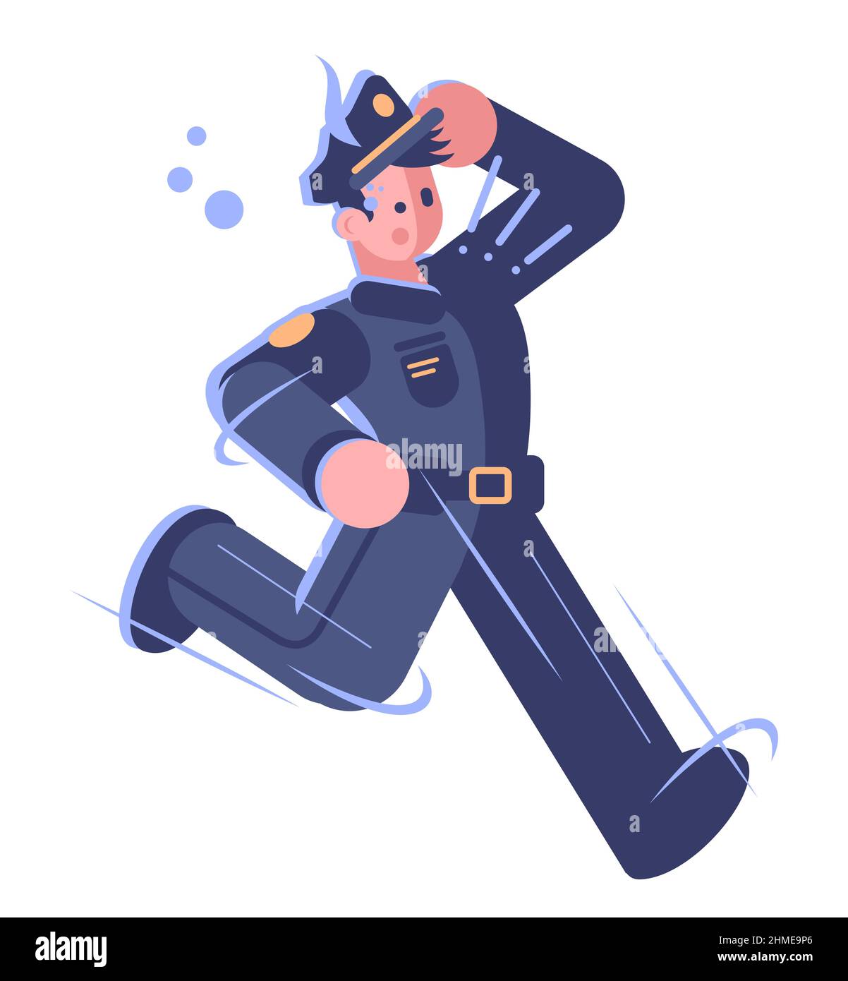 Police officer job semi flat RGB color vector illustration Stock Vector ...