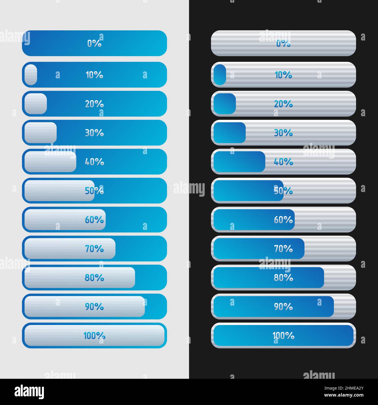 Two options for loading icons from 0 to 100%. The isolated vector ...