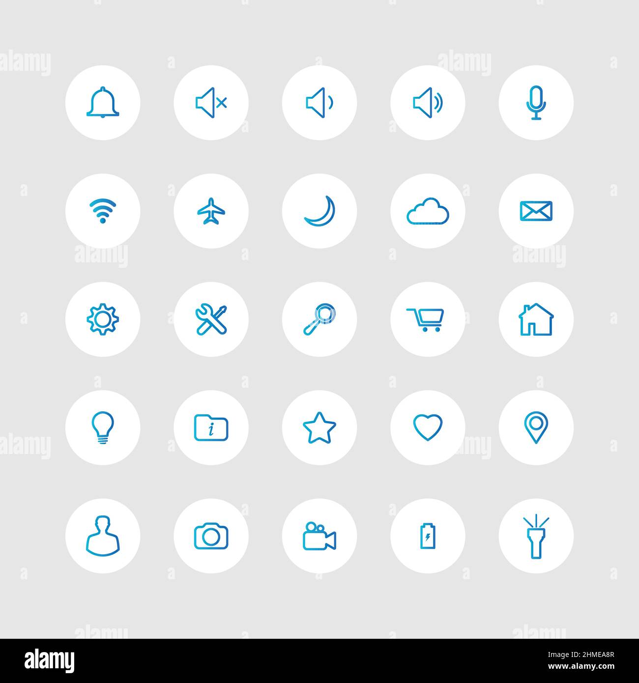 Icon set multi colored button in flat style. Easy editable vector ...