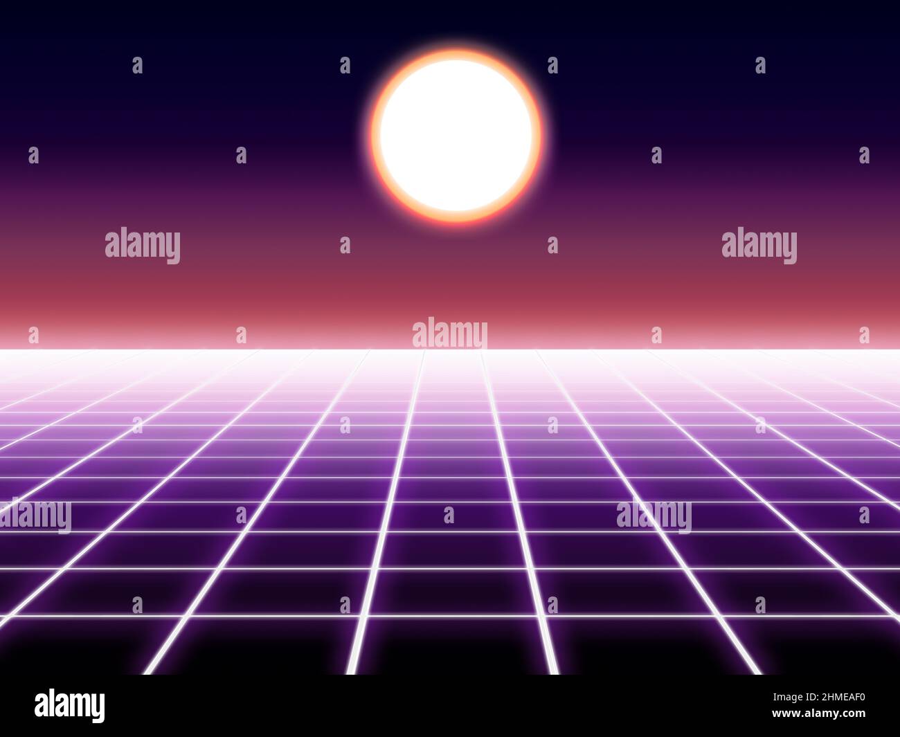 synthwave retro 80's video grid glow laser sunset Stock Photo - Alamy