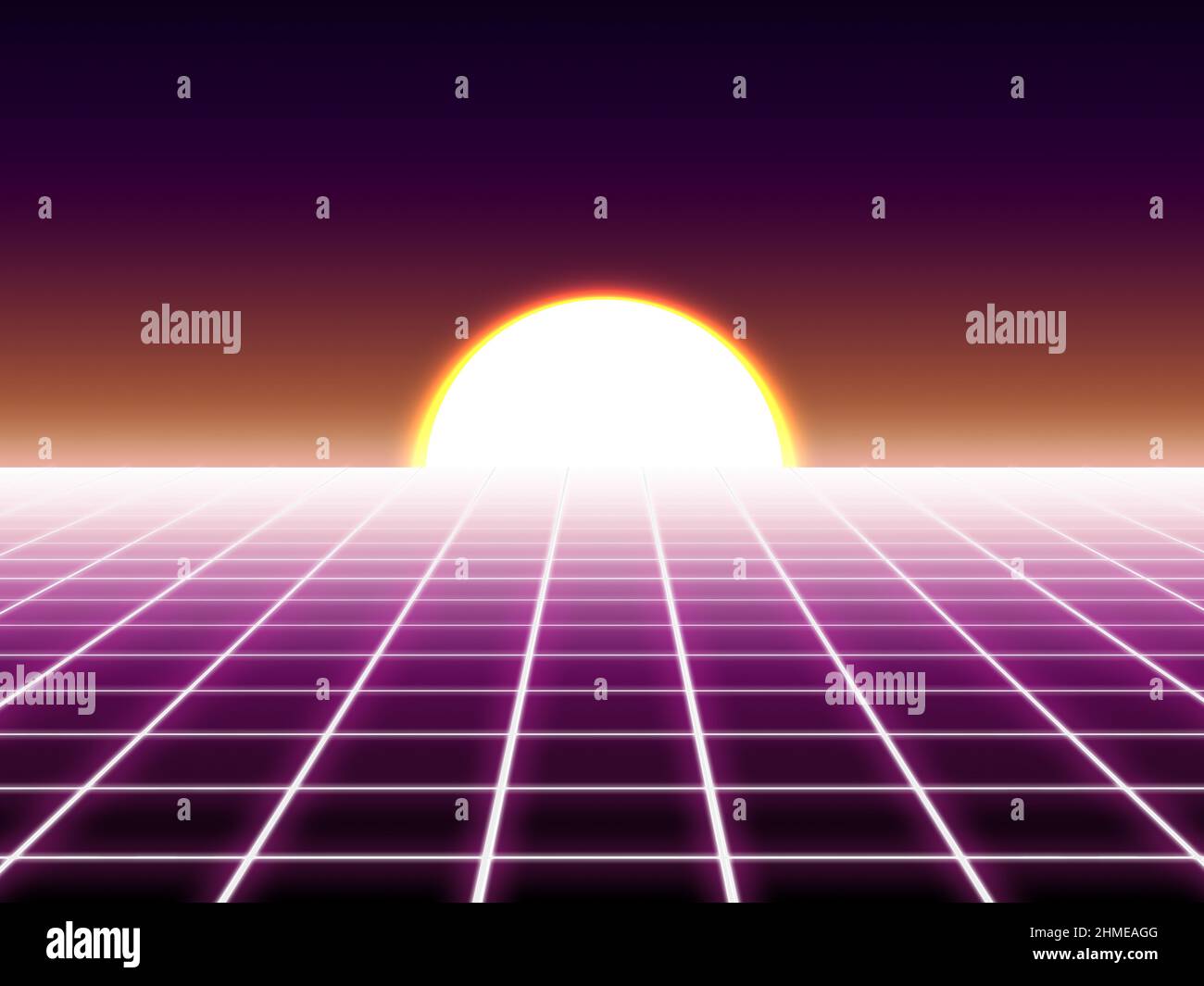 synthwave retro 80's video grid glow laser sunset Stock Photo - Alamy