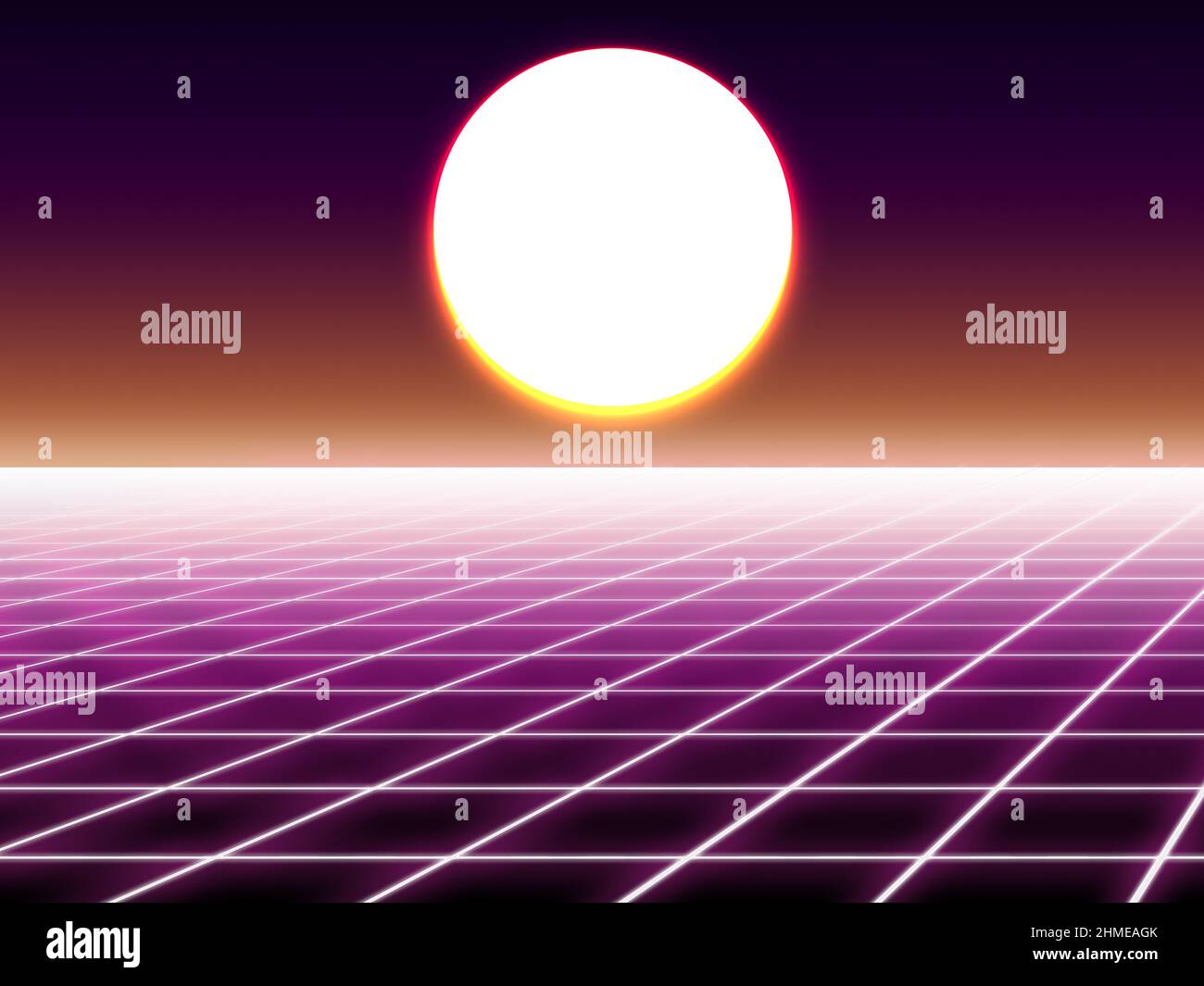 synthwave retro 80's video grid glow laser sunset Stock Photo - Alamy