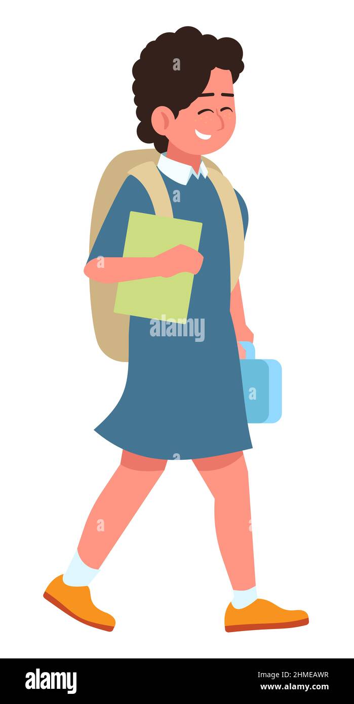Going to lunch at school semi flat RGB color vector illustration Stock ...