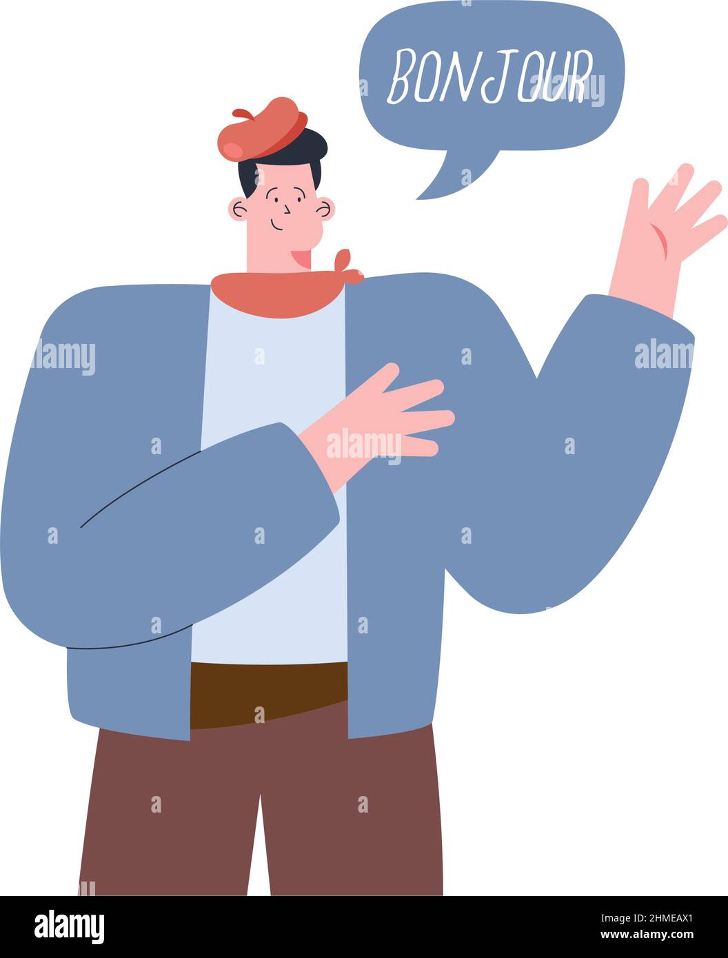 french man speaking bonjour character Stock Vector Image & Art - Alamy