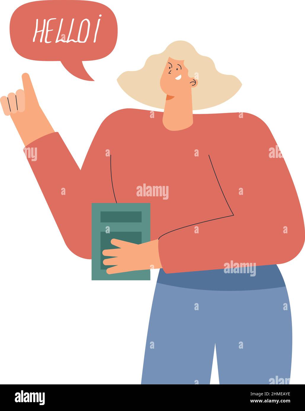 american woman speaking hello character Stock Vector Image & Art - Alamy