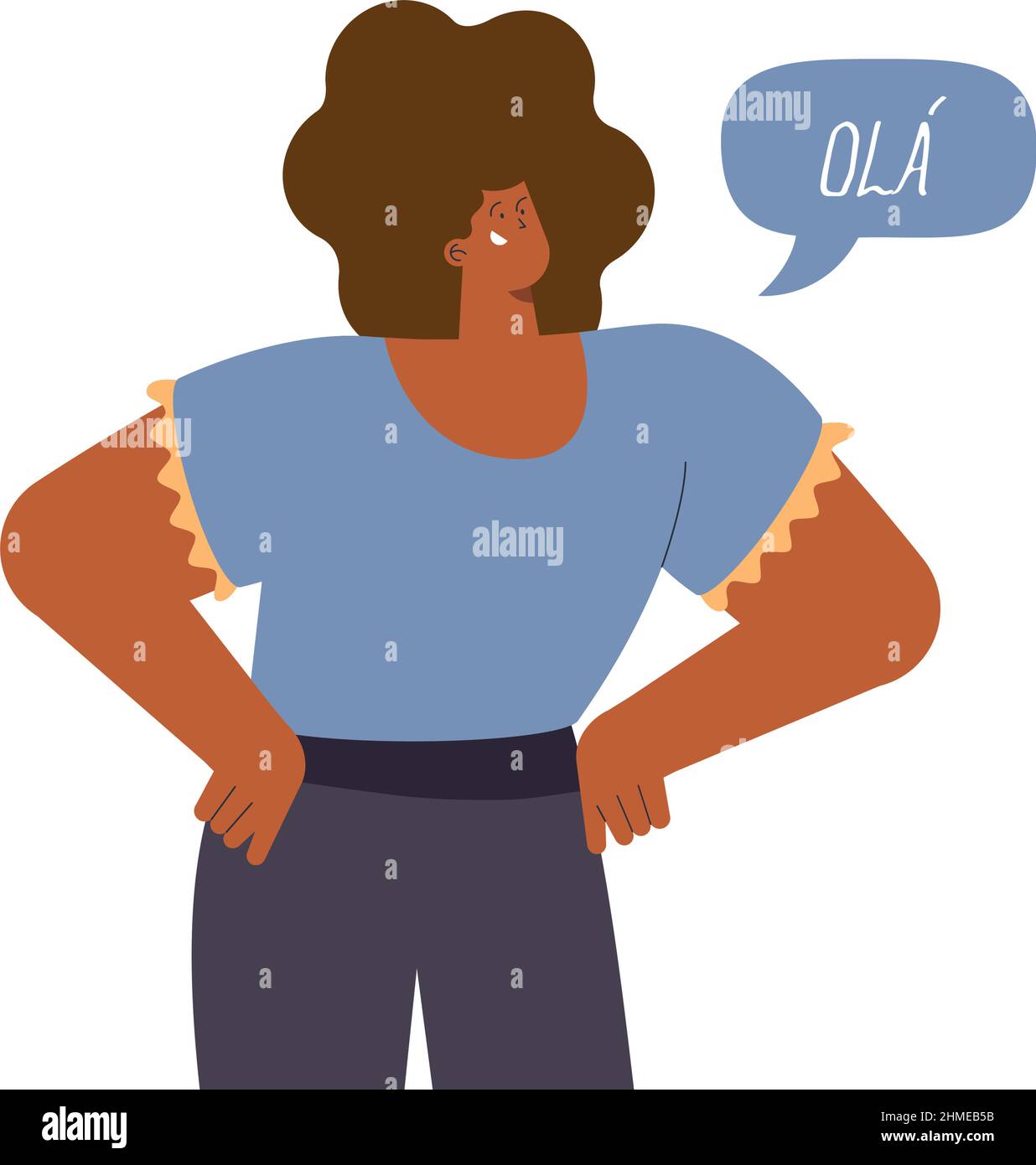 portuguese woman speaking ola character Stock Vector Image & Art - Alamy