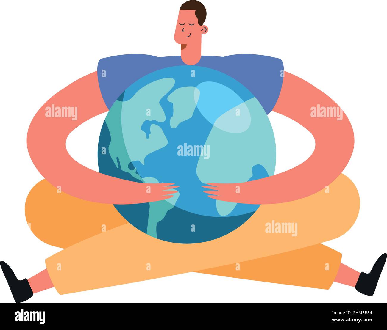 Ecologist man hugging earth planet hi-res stock photography and images ...