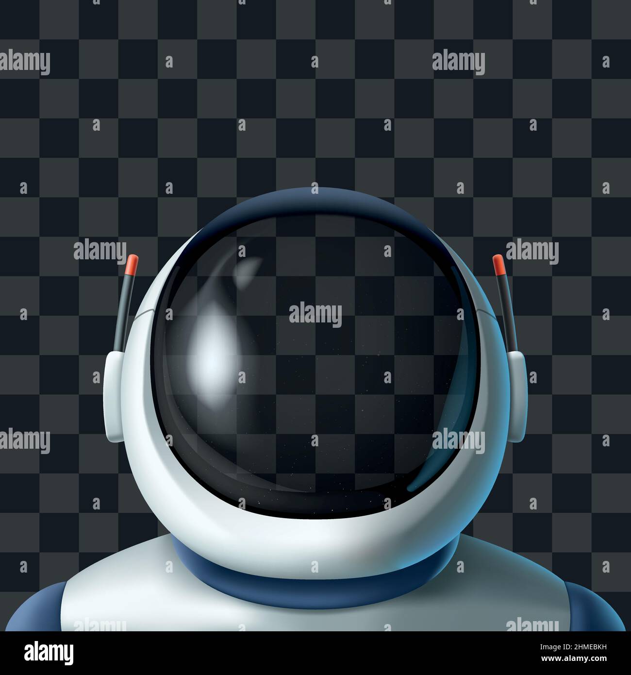 realistic astronaut transparent helmet front view isolated Stock Vector ...