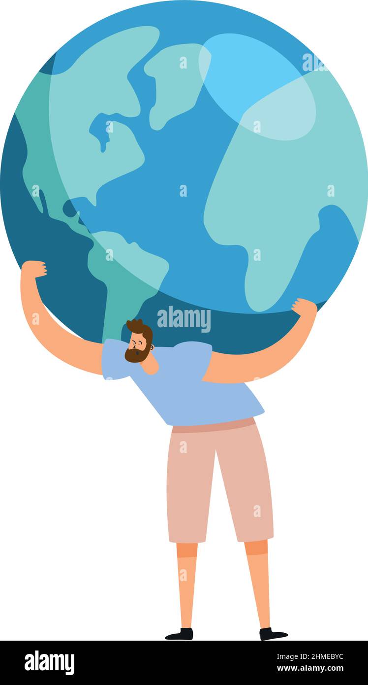 ecologist lifting planet earth character Stock Vector Image & Art - Alamy