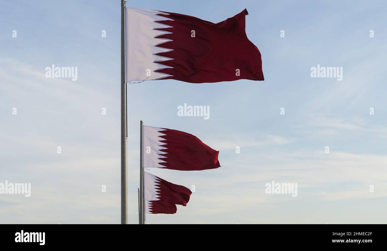 Qatar flags hi-res stock photography and images - Alamy