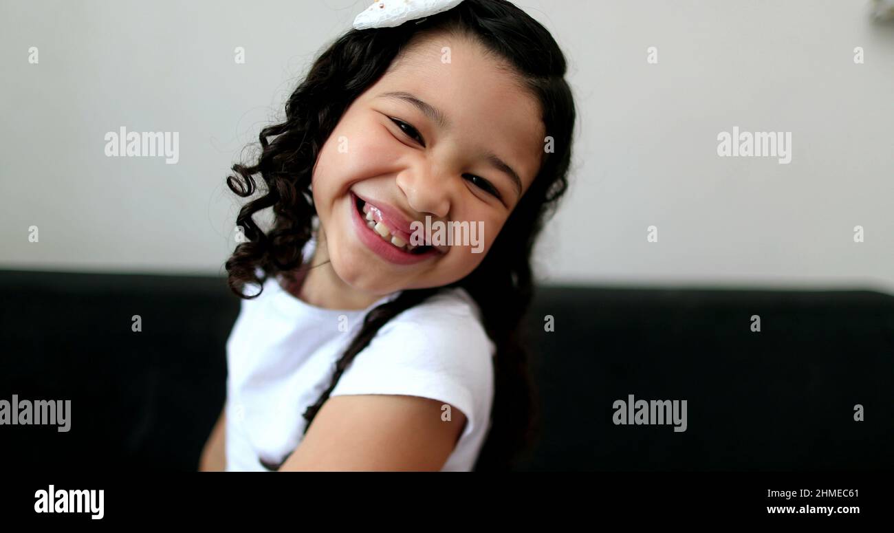 Ecstatic joyful little girl child feeling happy. Litlte kid feeling joy ...