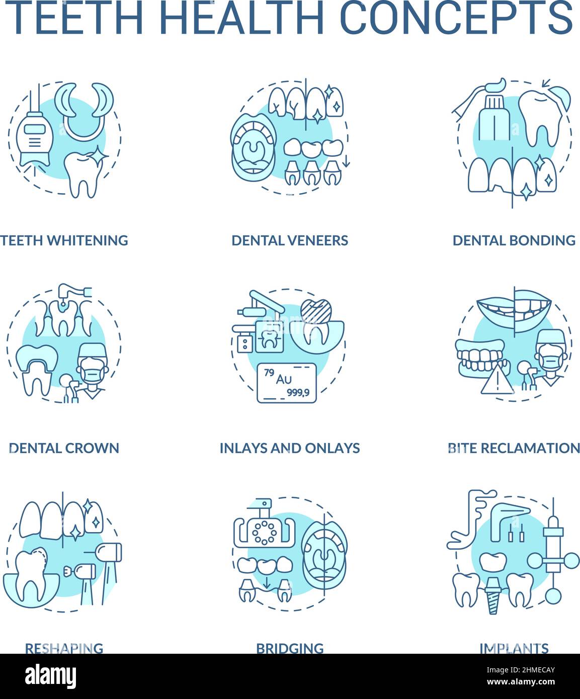 Teeth health turquoise concept icons set Stock Vector Image & Art - Alamy