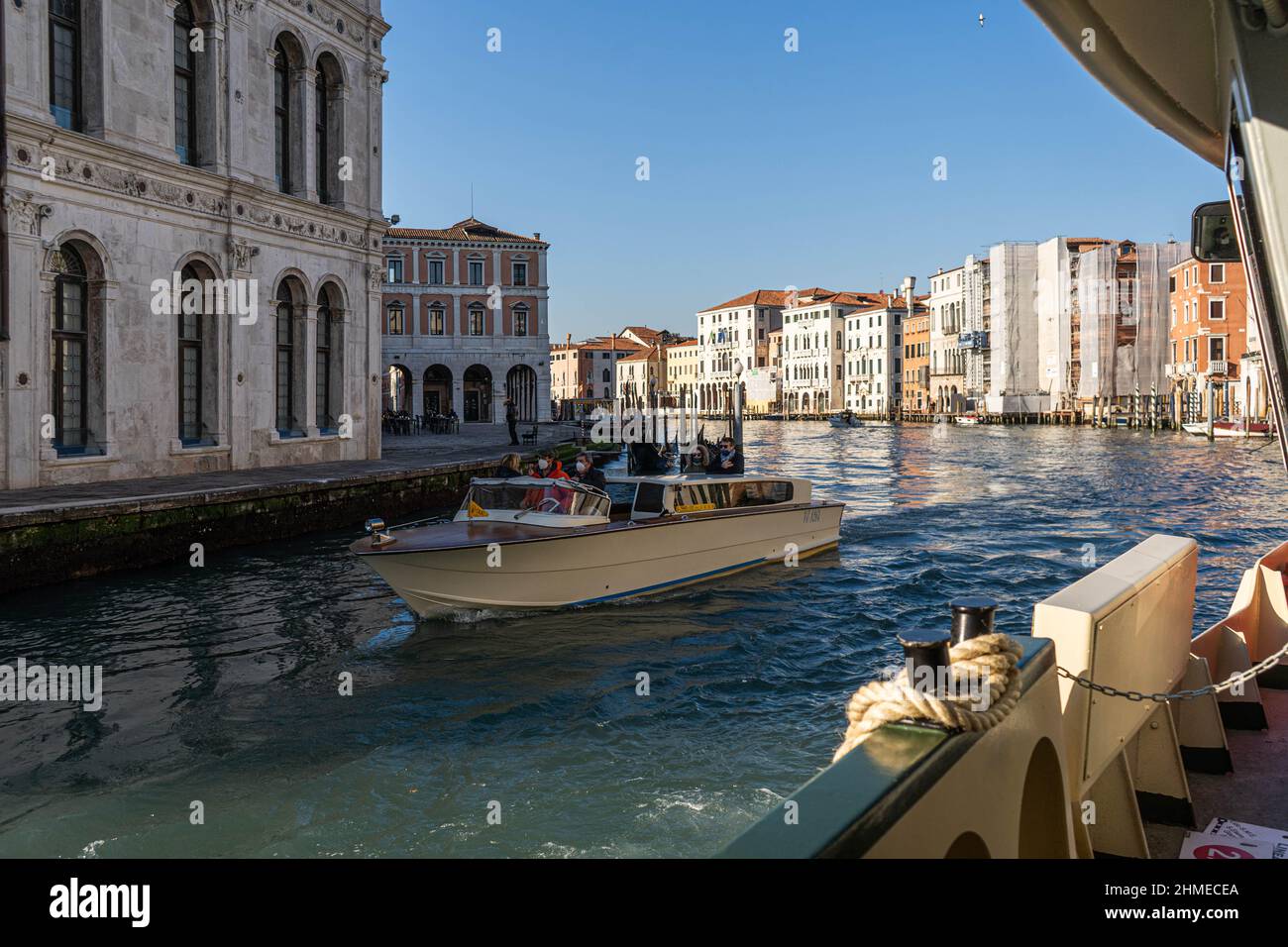 February 2022, A water taxi on the grand canal in Venice, Italy Stock Photo - Alamy