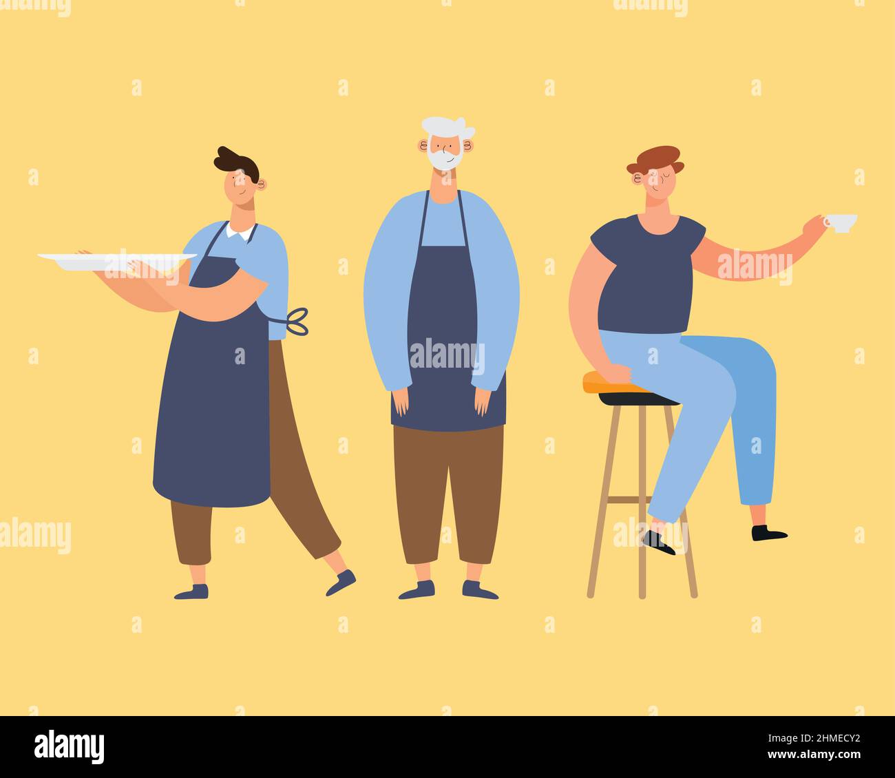 Three adults seated Stock Vector Images - Alamy