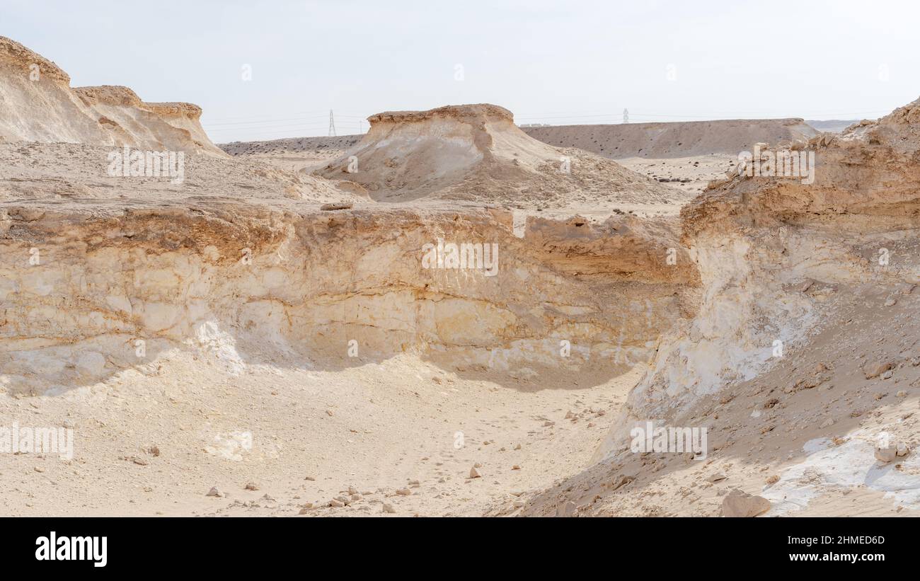 Zekreet desert natural landscape with with many limestone rocks.formed ...