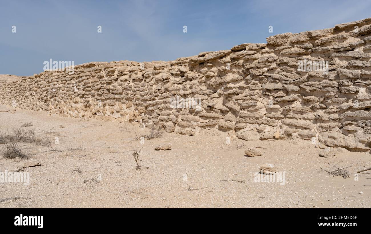 zekreet old fort ruins in. build with old limestone Stock Photo - Alamy