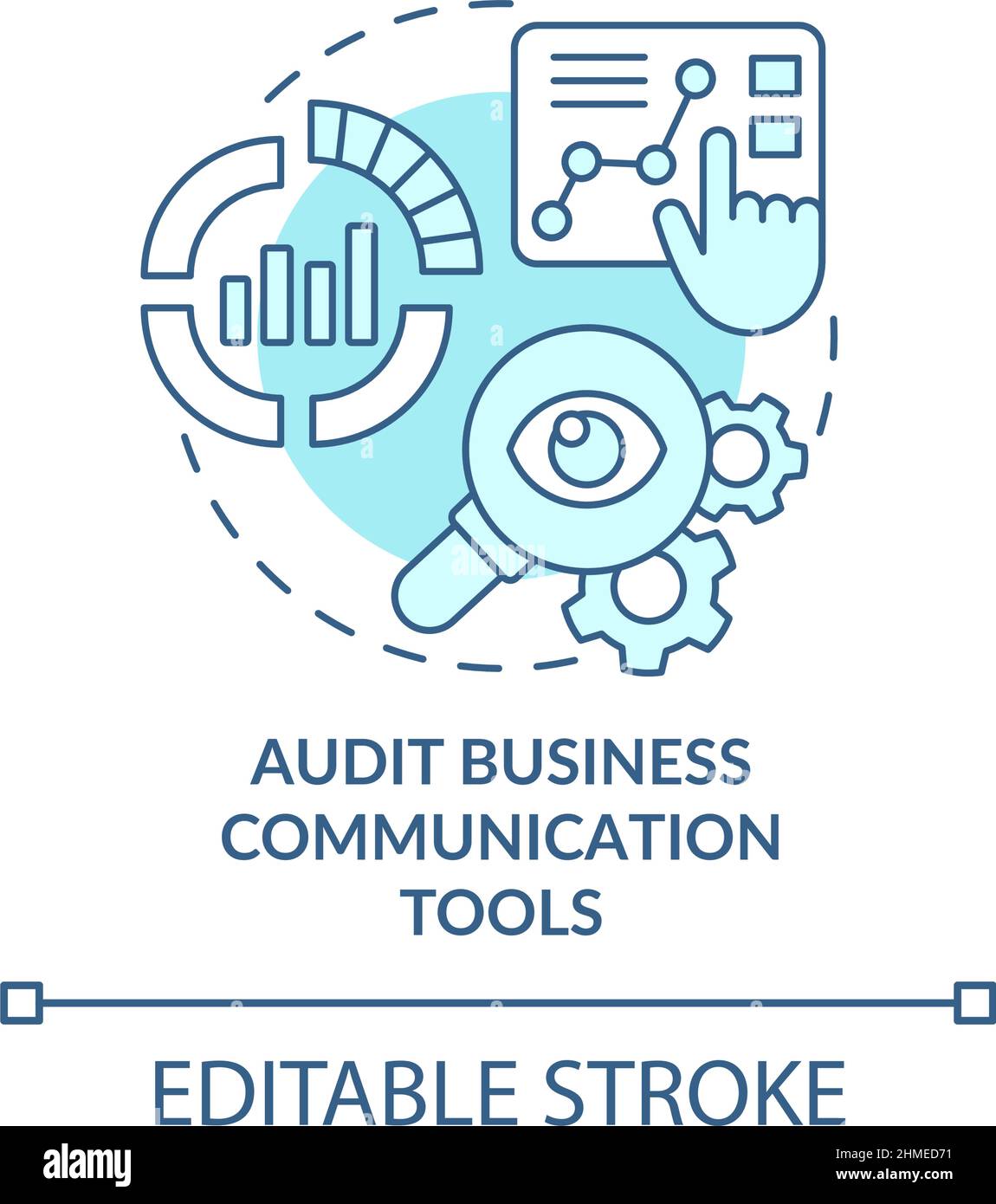 Audit business communication tools turquoise concept icon Stock Vector ...
