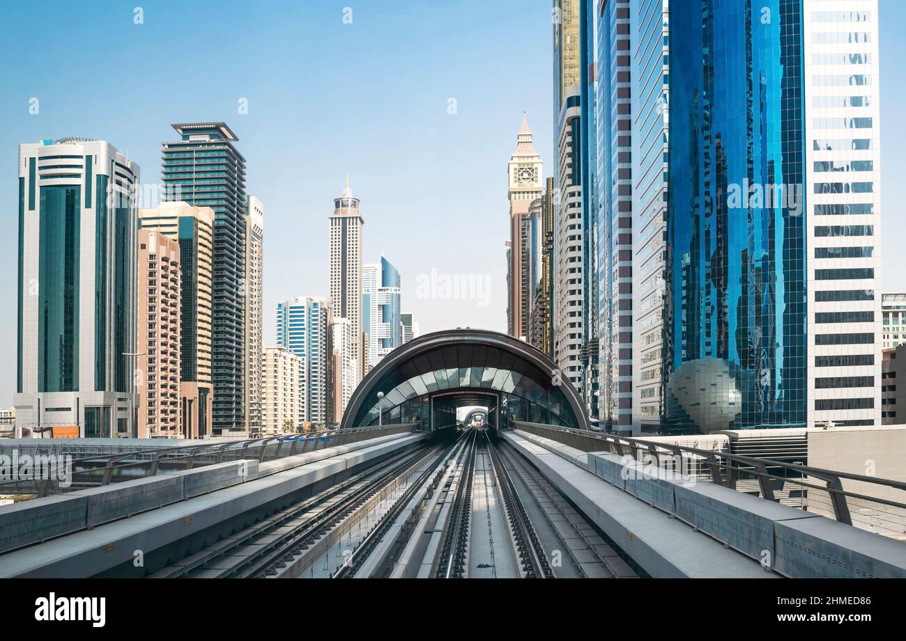 metro subway tracks in the united arab emirates Stock Photo - Alamy
