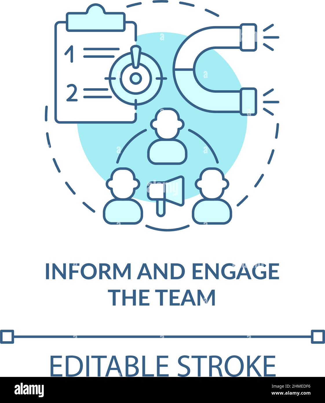 Inform and engage team turquoise concept icon Stock Vector Image & Art ...
