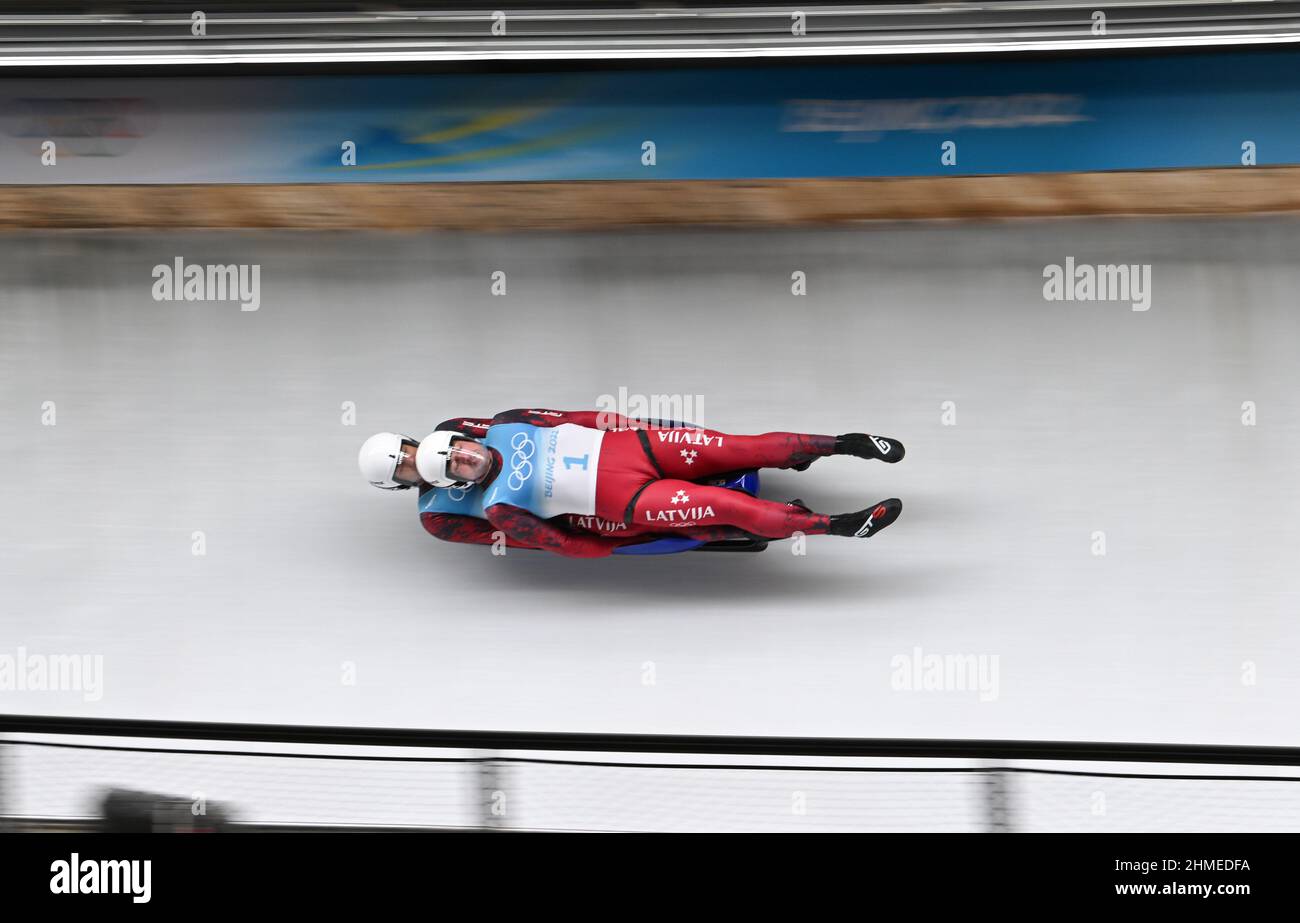 Beijing, China. 9th Feb, 2022. Andris Sics/Juris Sics of Latvia compete ...