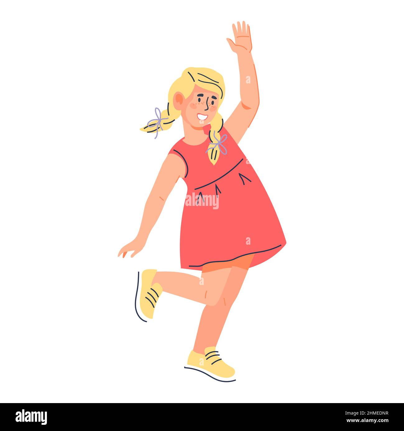 Children wave hello Stock Vector Images - Alamy