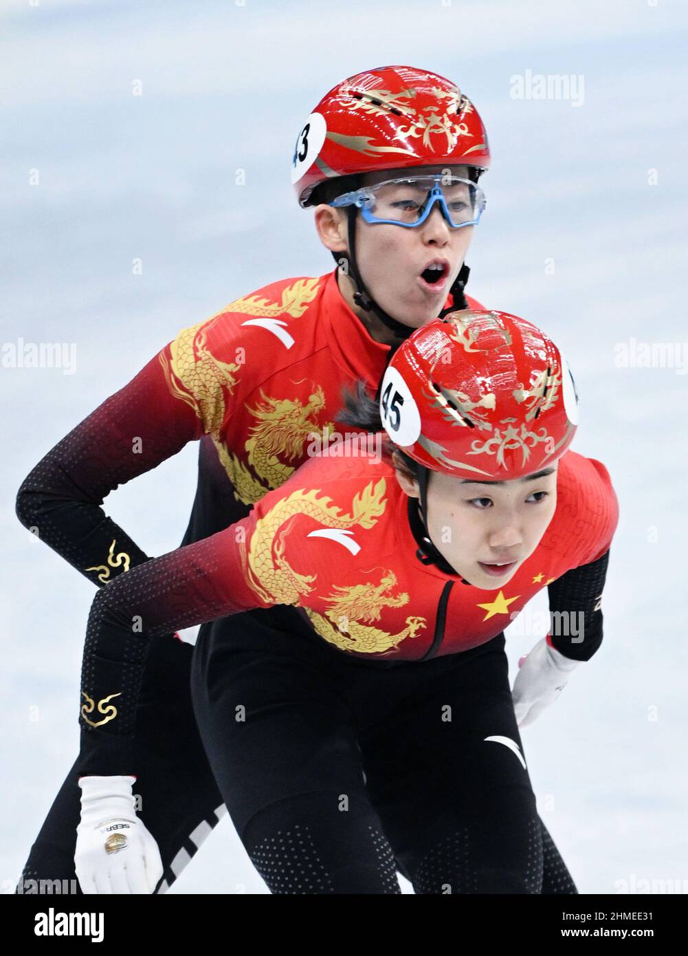 Beijing, China. 9th Feb, 2022. Fan Kexin (top) and Zhang Yuting of ...