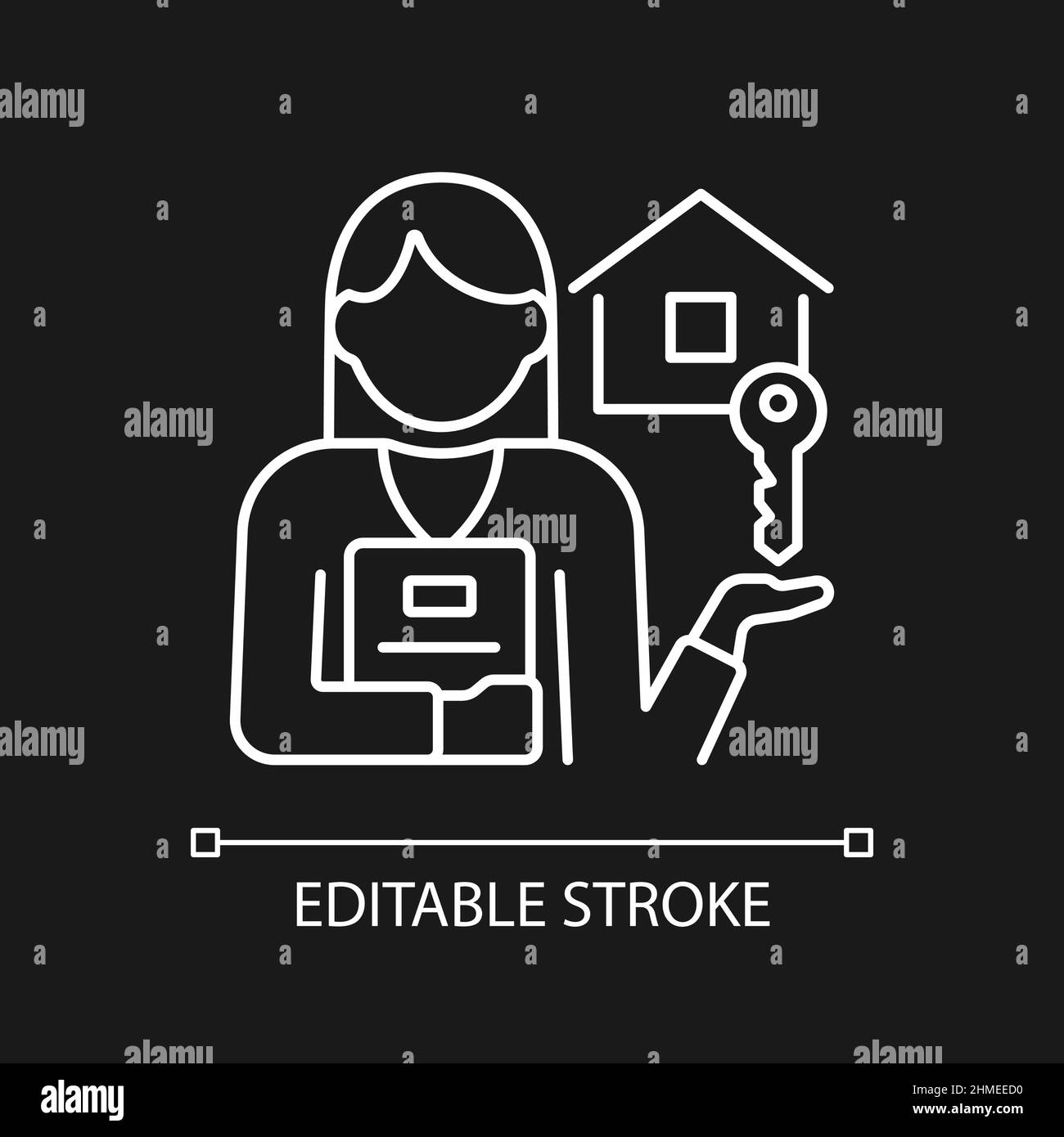 Estate agent white linear icon for dark theme Stock Vector Image & Art ...