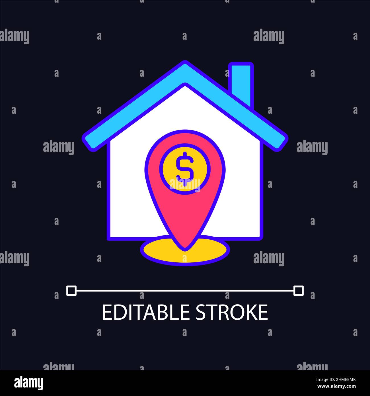 Property location estimation RGB color icon for dark theme Stock Vector ...