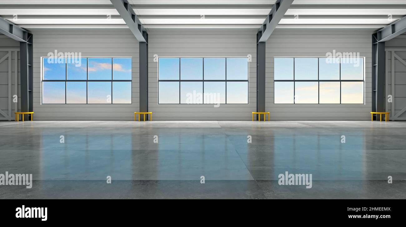 New empty warehouse or factory open space Stock Photo - Alamy