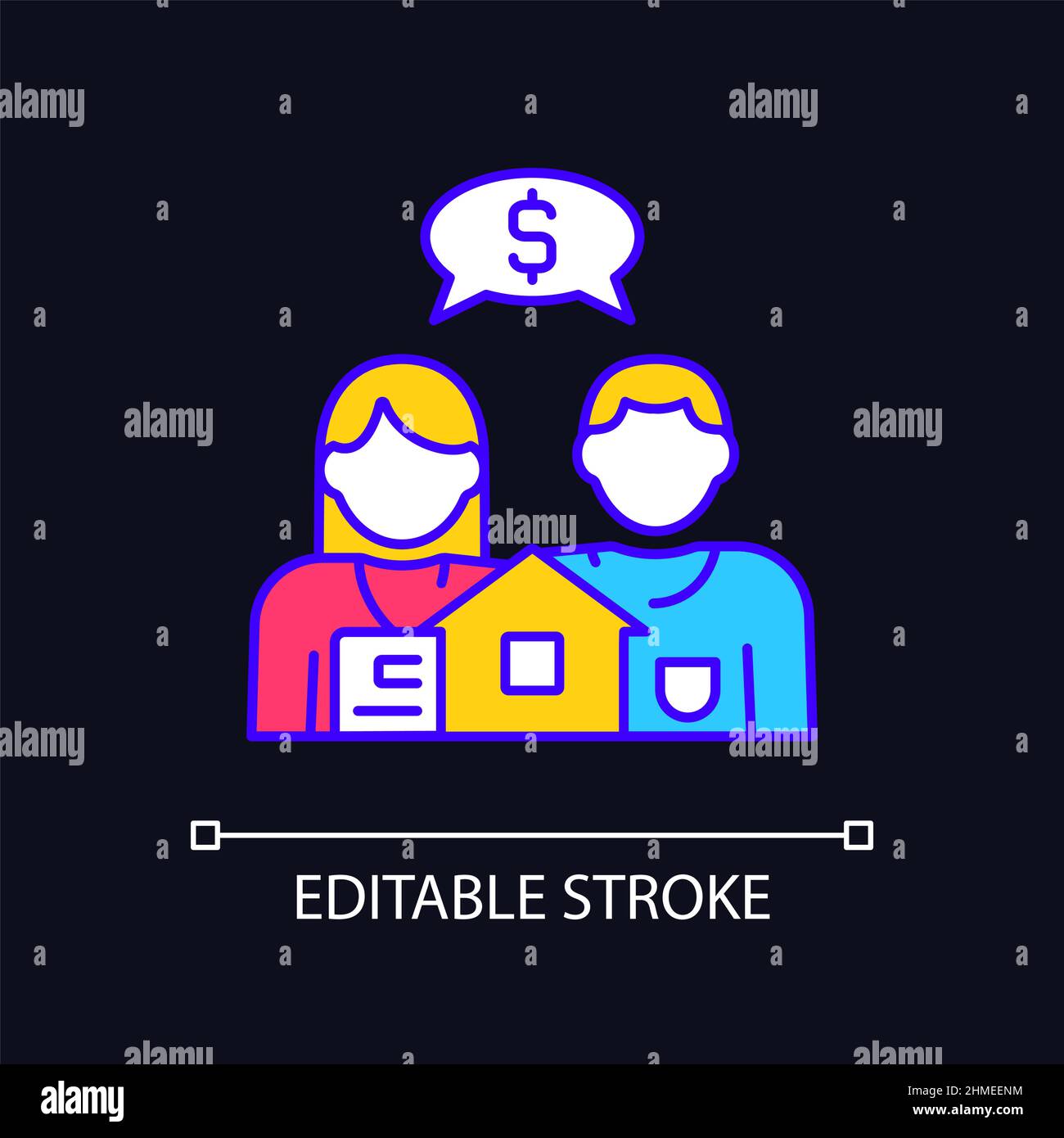 Price negotiation RGB color icon for dark theme Stock Vector Image ...