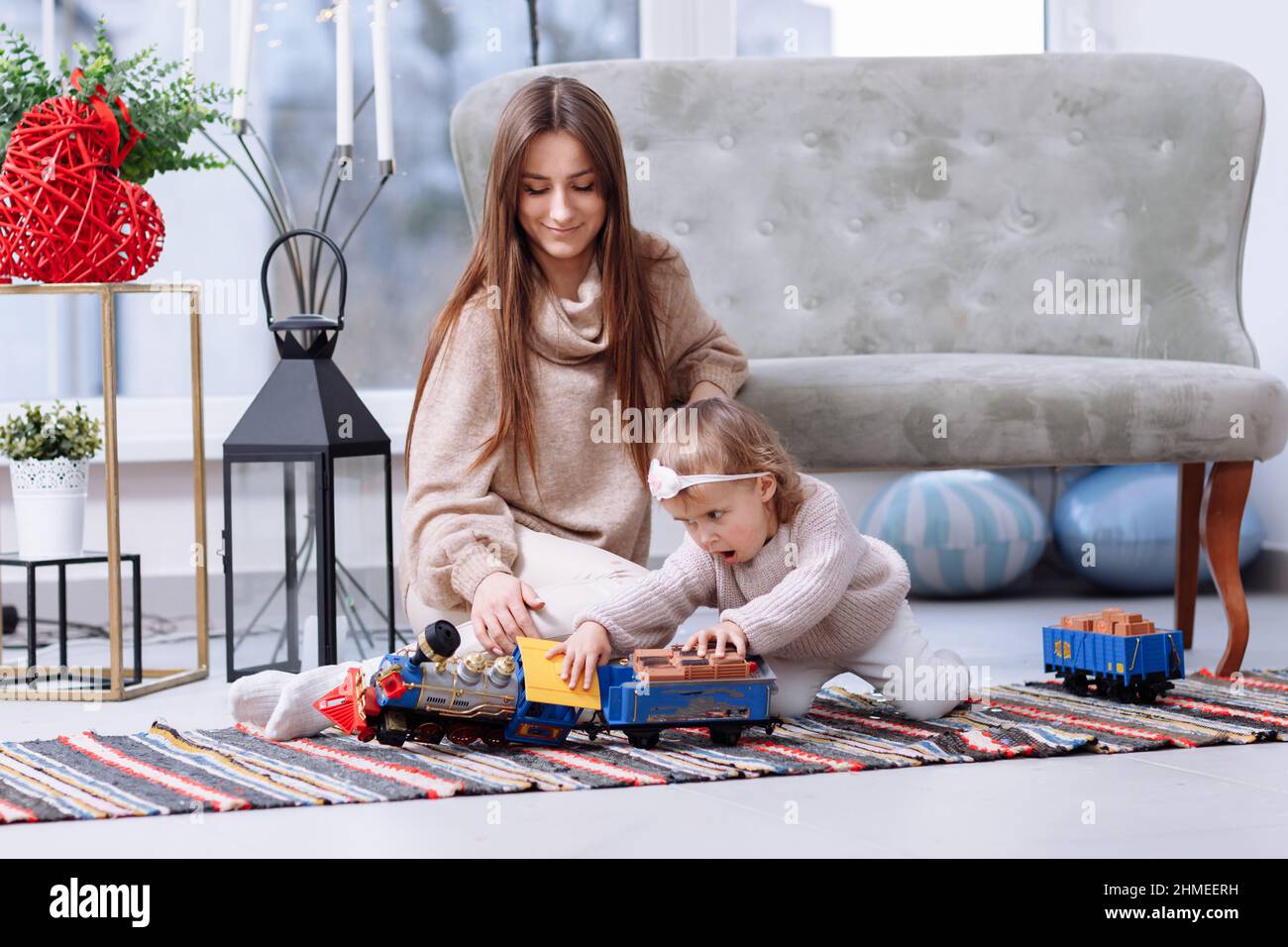 mothers day. Portrait of little preschool girl kid excited young mother ...