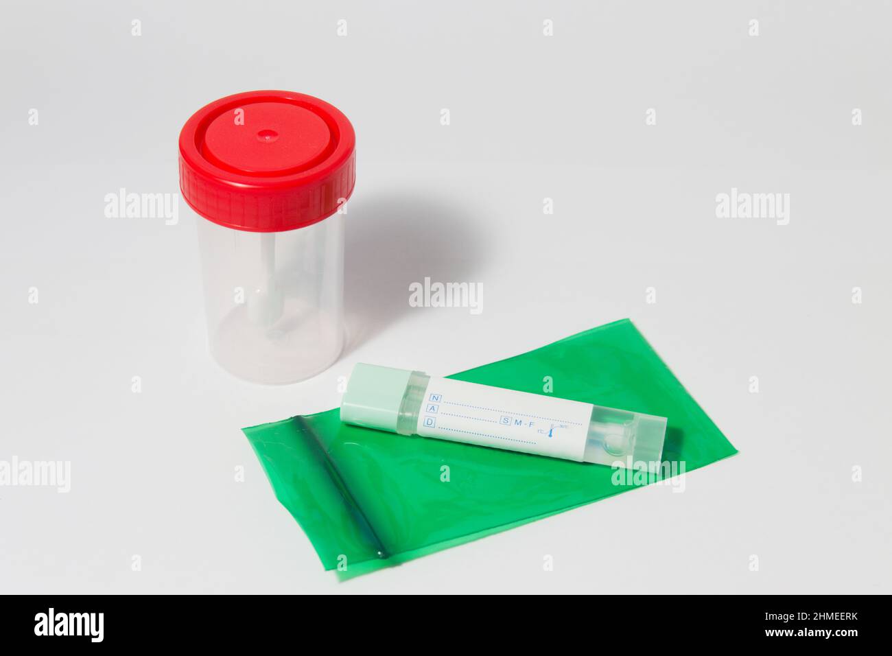 Close-up of the kit to perform at home the collection of samples for ...